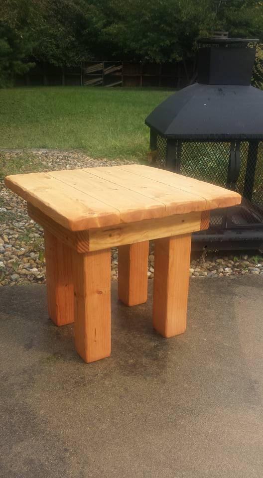 RUSTIC FARMHOUSE END Table Farm House Golden Pecan Reclaimed Wood Side ...