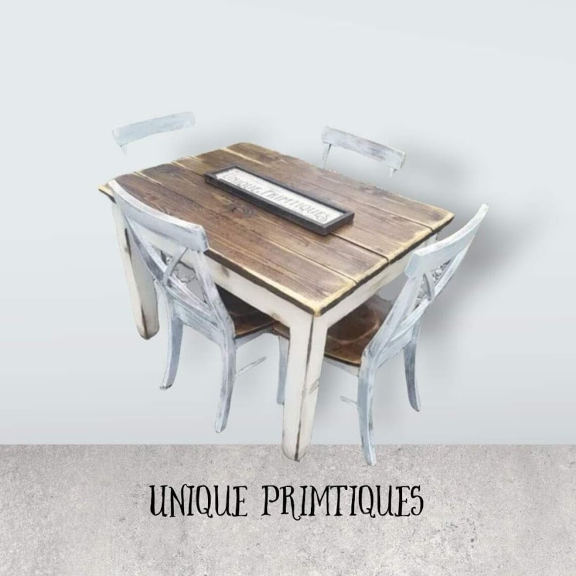 RUSTIC FARMHOUSE TABLE 5-piece Set Kitchen Dining Chairs Farm House ...