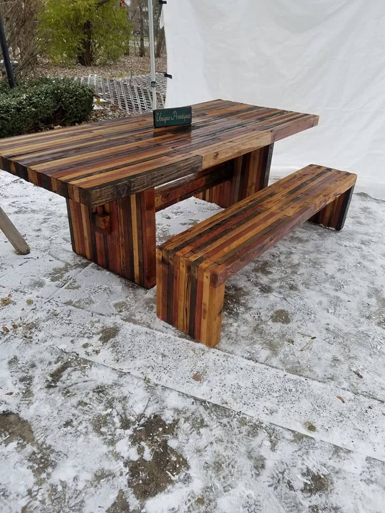 Reclaimed Pallet Salvaged Wood Farm Table With Support Beam by - Etsy