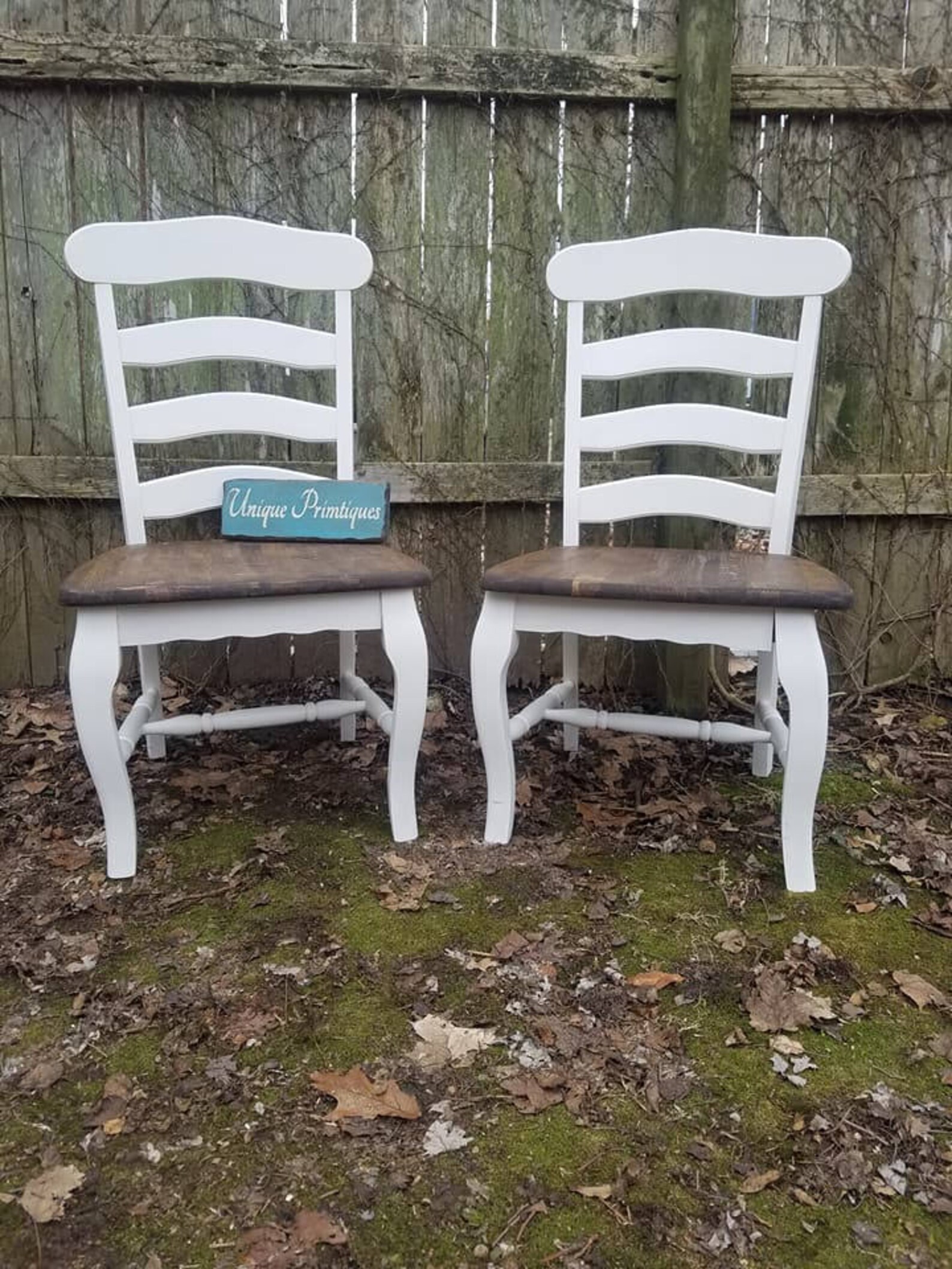 TWO Rustic Ladder Back Chairs Wood Malaysian Oak CHAIRS Solid - Etsy