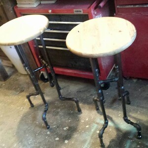INDUSTRIAL Pipe TABLE Set of TWO Metal Pipe Golden Oak Stained - Etsy