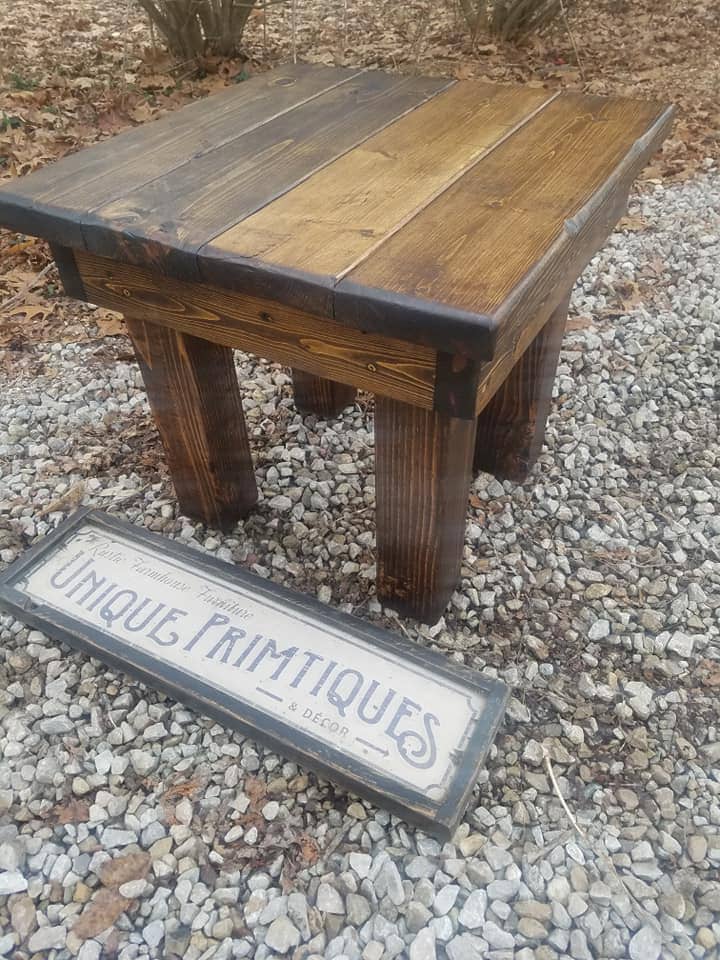 FARMHOUSE END TABLES X2 Farm House Rustic Reclaimed Wood Dark Walnut ...