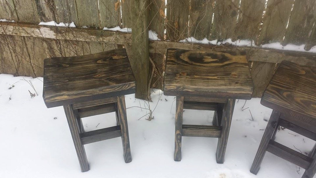 FARMHOUSE BAR STOOL Rustic Farm House Kitchen Black Primitive Reclaimed ...