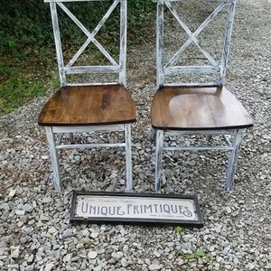 RUSTIC CHAIRS FOUR Beautiful Rustic Wood Malaysian Oak Solid Wood X ...