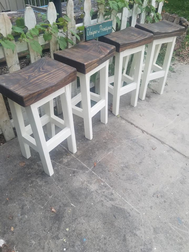 FARMHOUSE BAR STOOLS Lot of Four Rustic Farm House Kitchen - Etsy