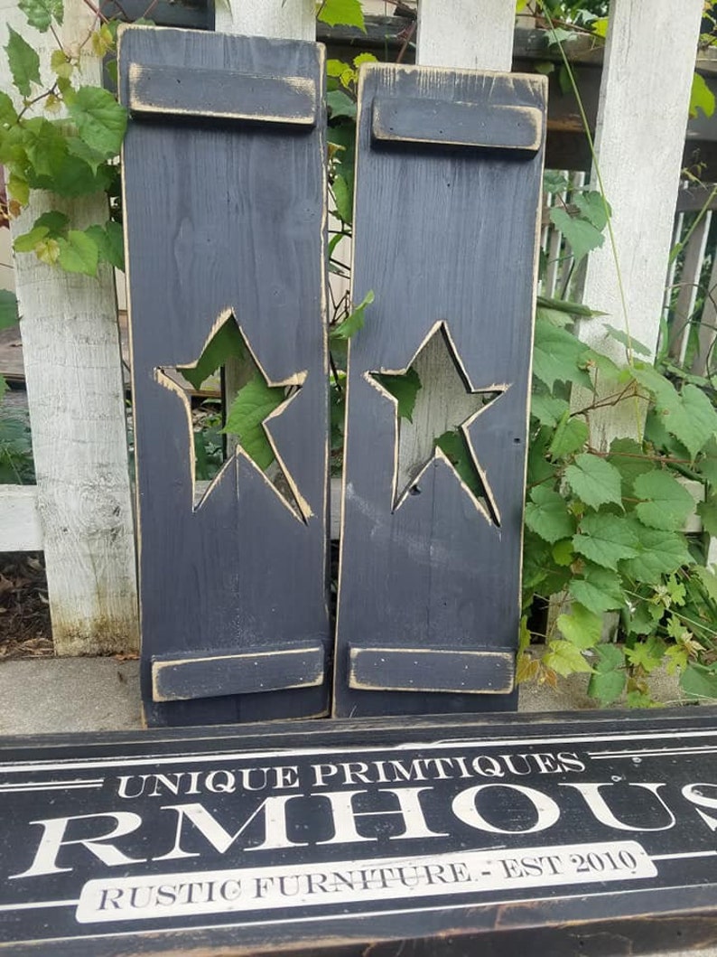 RUSTIC FARMHOUSE SHUTTERS Primitive Star Distressed Kettle - Etsy