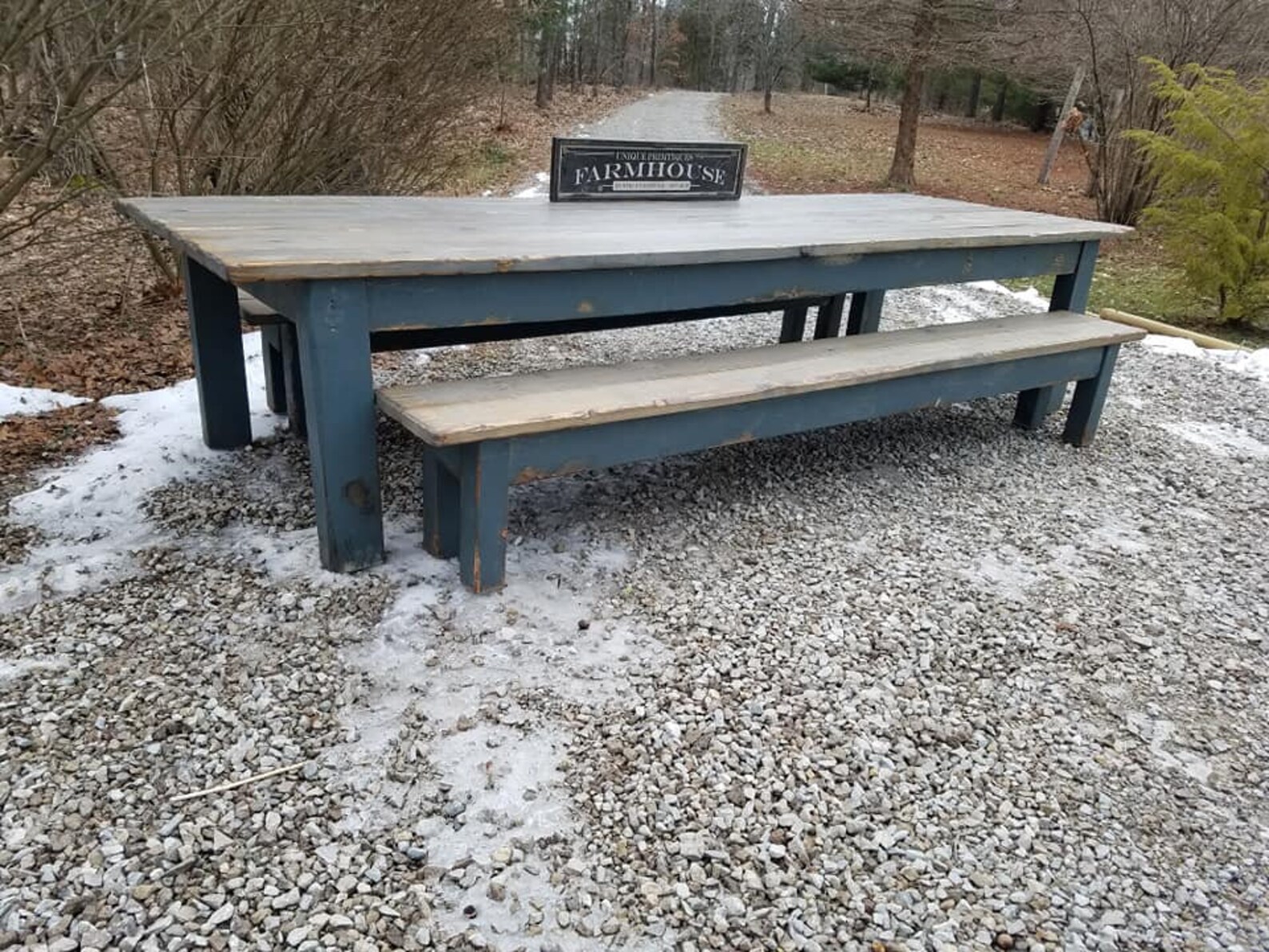 RUSTIC 12-ft FARMHOUSE TABLE Set Farm House Kitchen Dining | Etsy