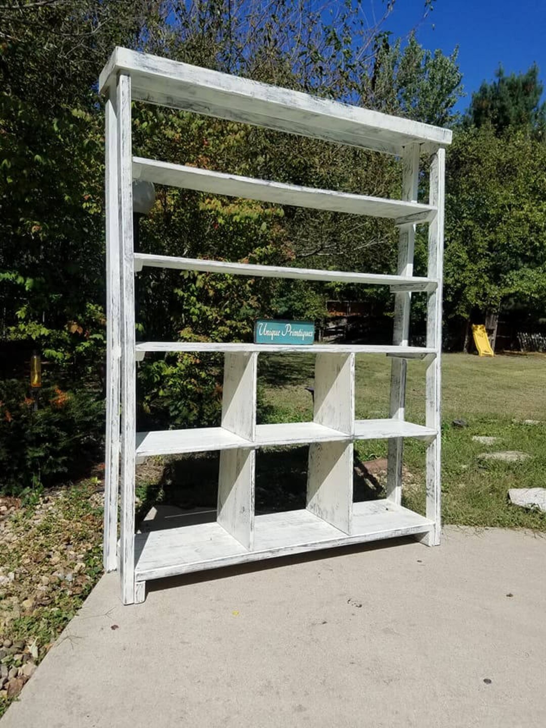 Rustic Solid Wood Bookcase Book Shelf Wall Shelving Unit Distressed ...