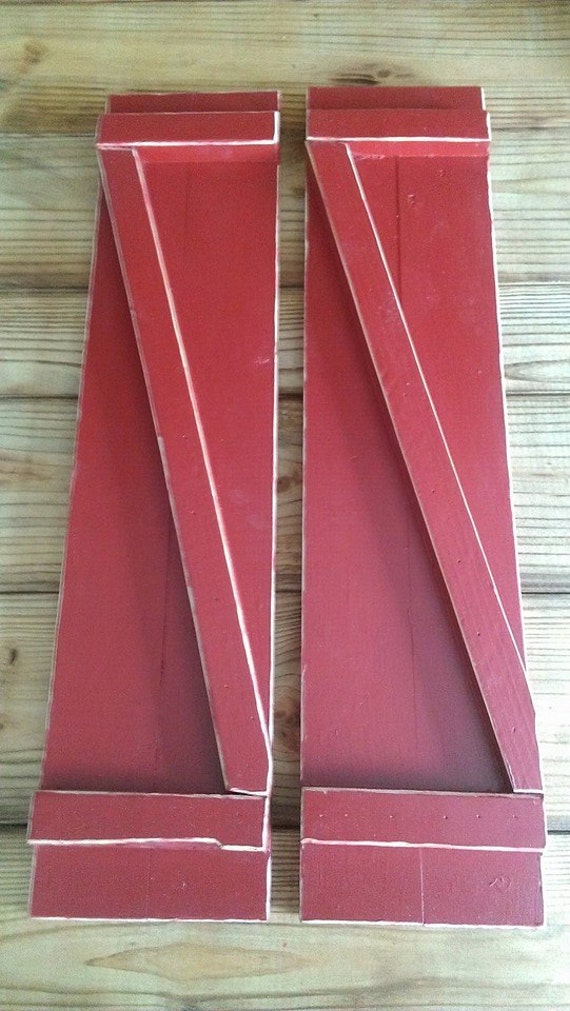 RUSTIC WOOD SHUTTERS Distressed Z Red Primitive 7x30 | Etsy