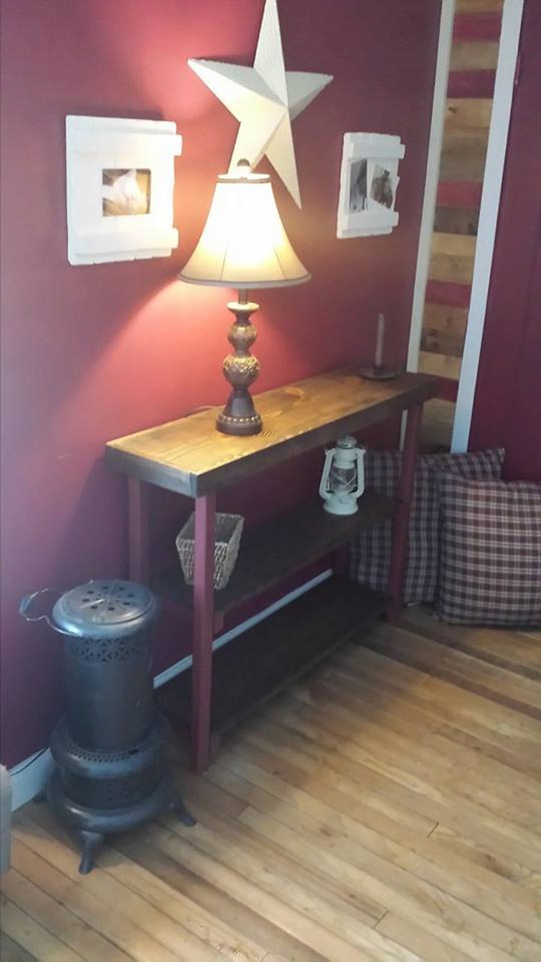 Rustic Primitive Reclaimed Wood SOFA Console Accent Table Book Shelf ...