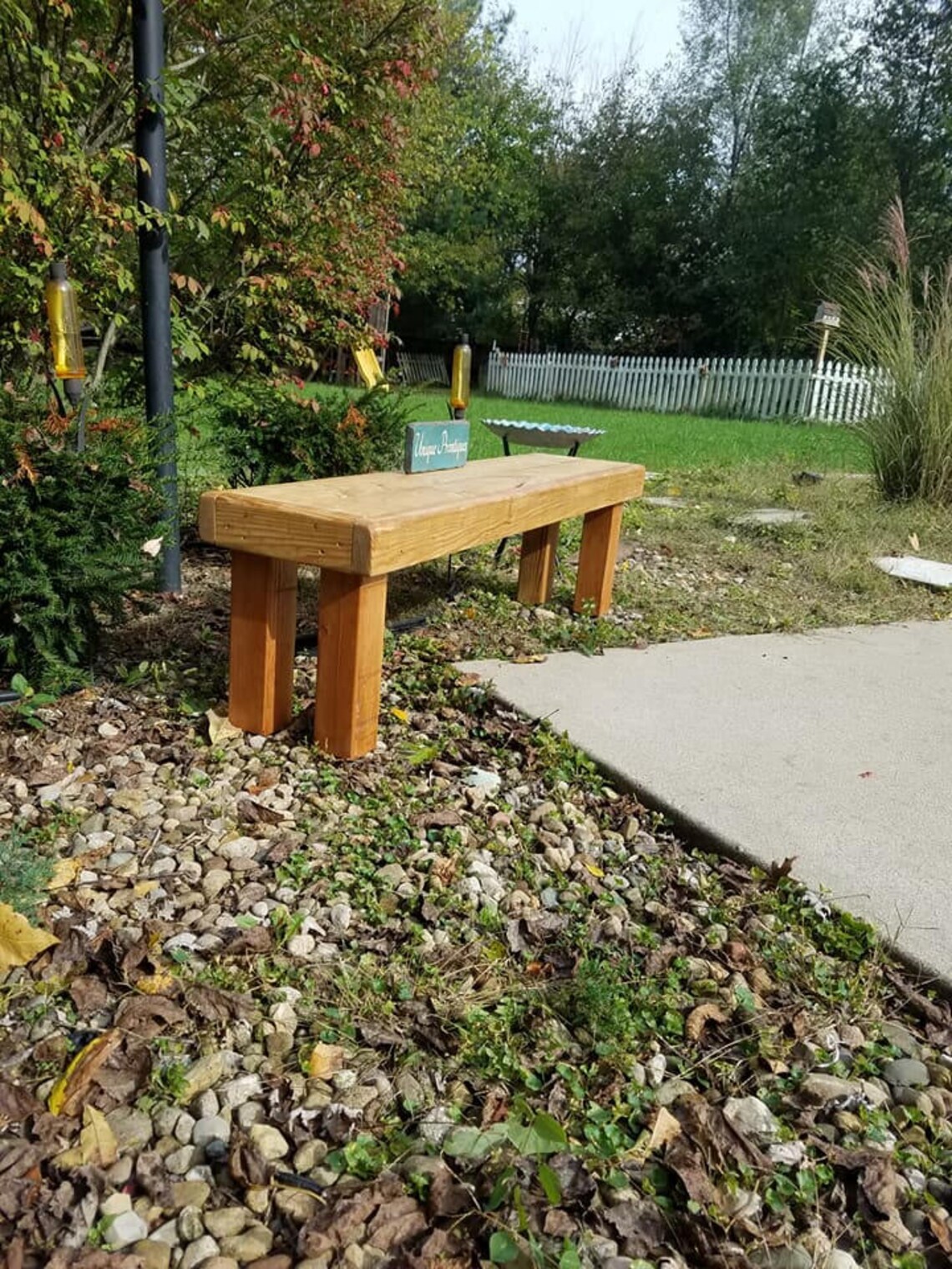 RUSTIC WOOD BENCH Golden Oak Stain Reclaimed Wooden Framed | Etsy