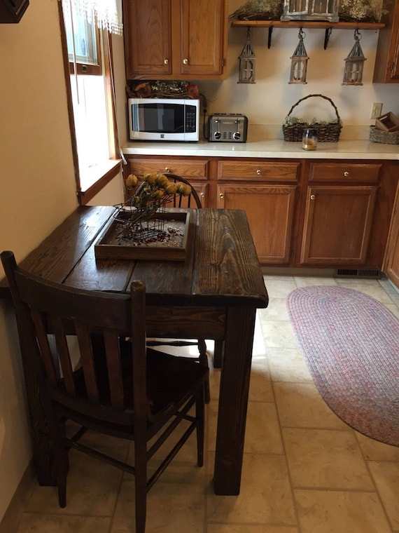 Rustic Farmhouse Kitchen Tiny House Home Living Table Small Dining Reclaimed Salvaged Wood by Unique Primtiques Custom Sizes Colors Cabin RV Etsy UK