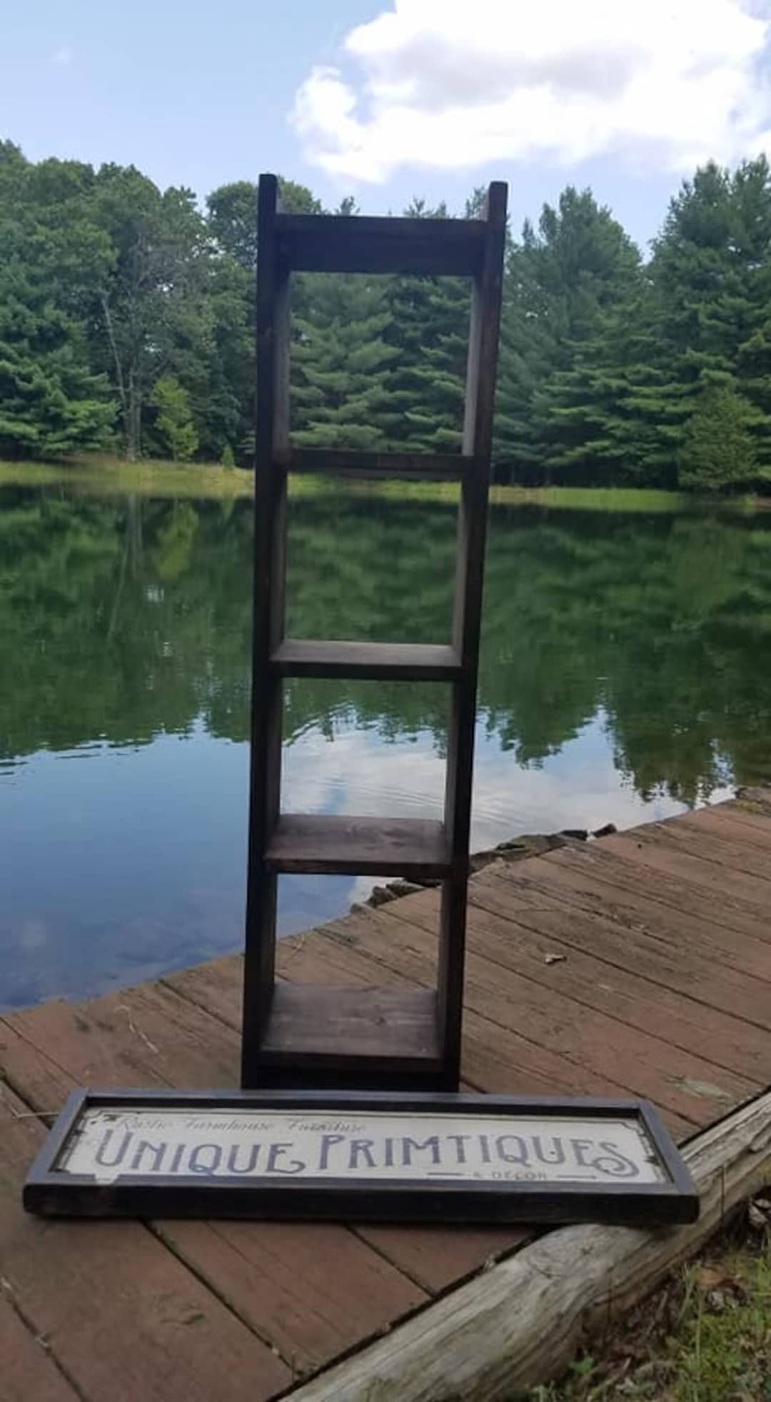 RUSTIC FARMHOUSE LADDER Bookcase Farm House Shelving Reclaimed Wood ...