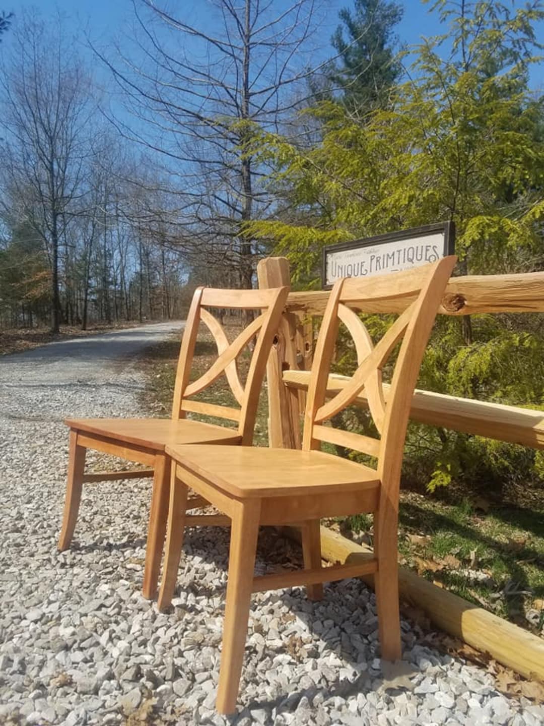 KITCHEN CHAIRS TWO Beautiful Rustic Wood Malaysian Oak Custom Colors ...