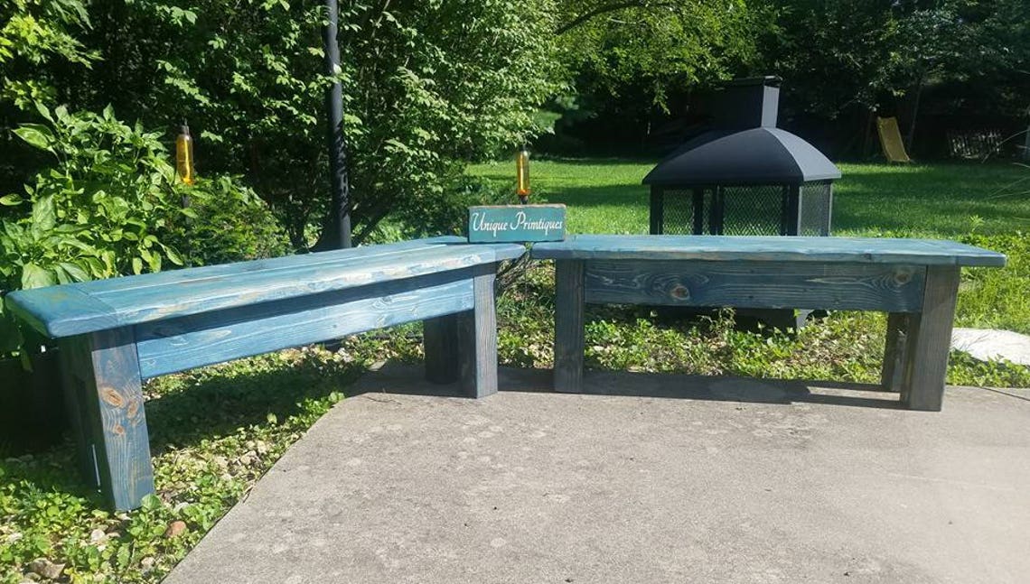 RUSTIC FARMHOUSE BENCHES Farm House Bench Lot of Two Washed - Etsy