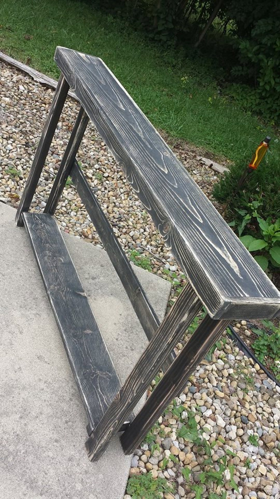 RUSTIC SOFA TABLE Long Narrow Console Primitive Distressed Worn Black ...