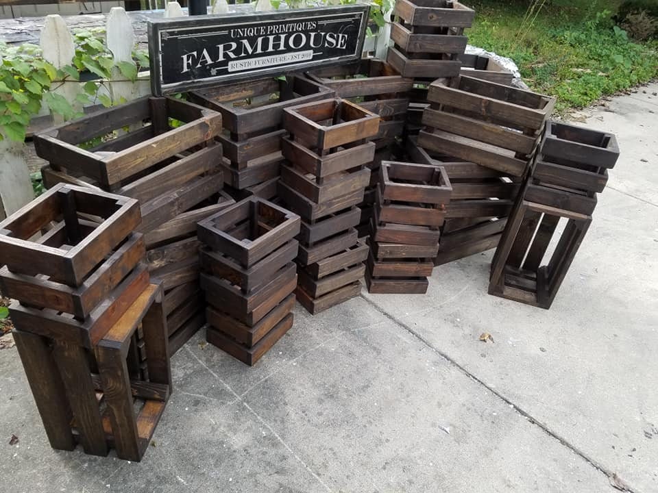 PRODUCE Farmhouse Harvest CRATE Rustic Reclaimed Wood Dark | Etsy
