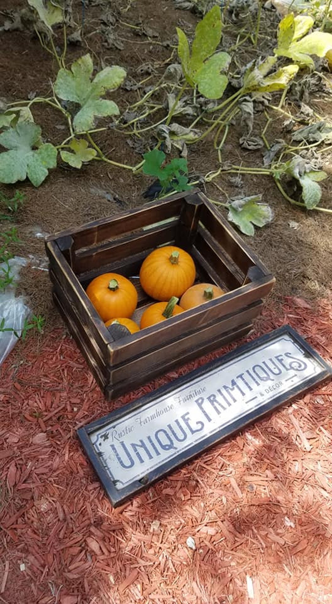 PRODUCE Farmhouse Harvest CRATE Rustic Reclaimed Wood Dark Walnut Farm ...