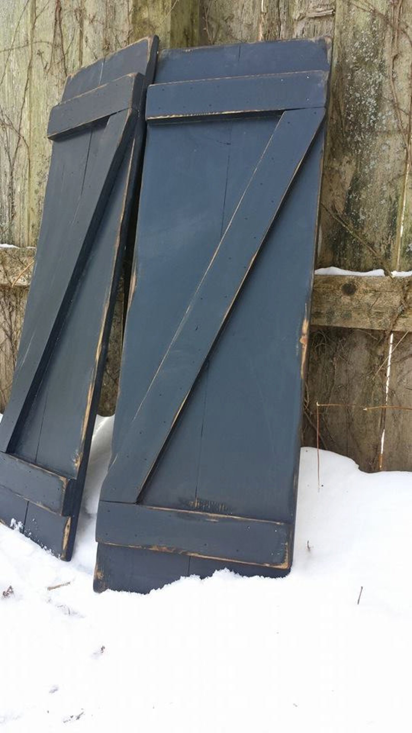 Rustic Wood SHUTTERS 1-pair Farmhouse Barn Door Z Kettle Black ...