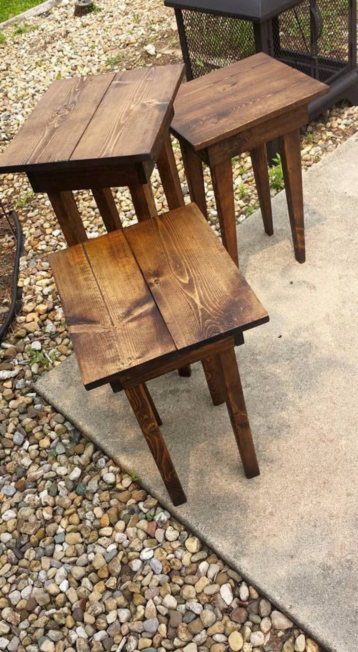 Set of THREE Reclaimed Wood Dark Walnut Stained End Corner - Etsy