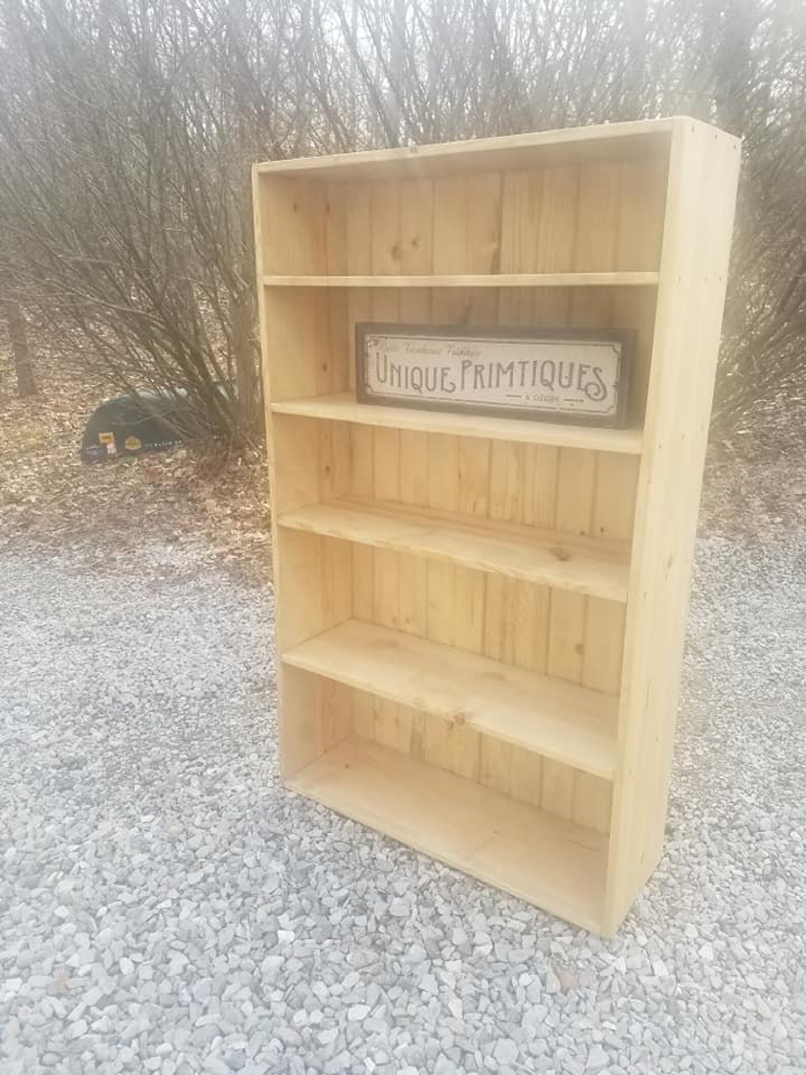 Rustic Wood Bookcase Shelf Reclaimed Barn Wood Look Primitive - Etsy