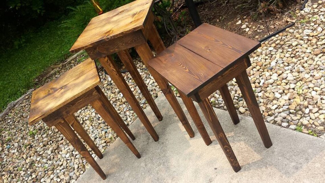 Set of THREE Reclaimed Wood Dark Walnut Stained End Corner - Etsy