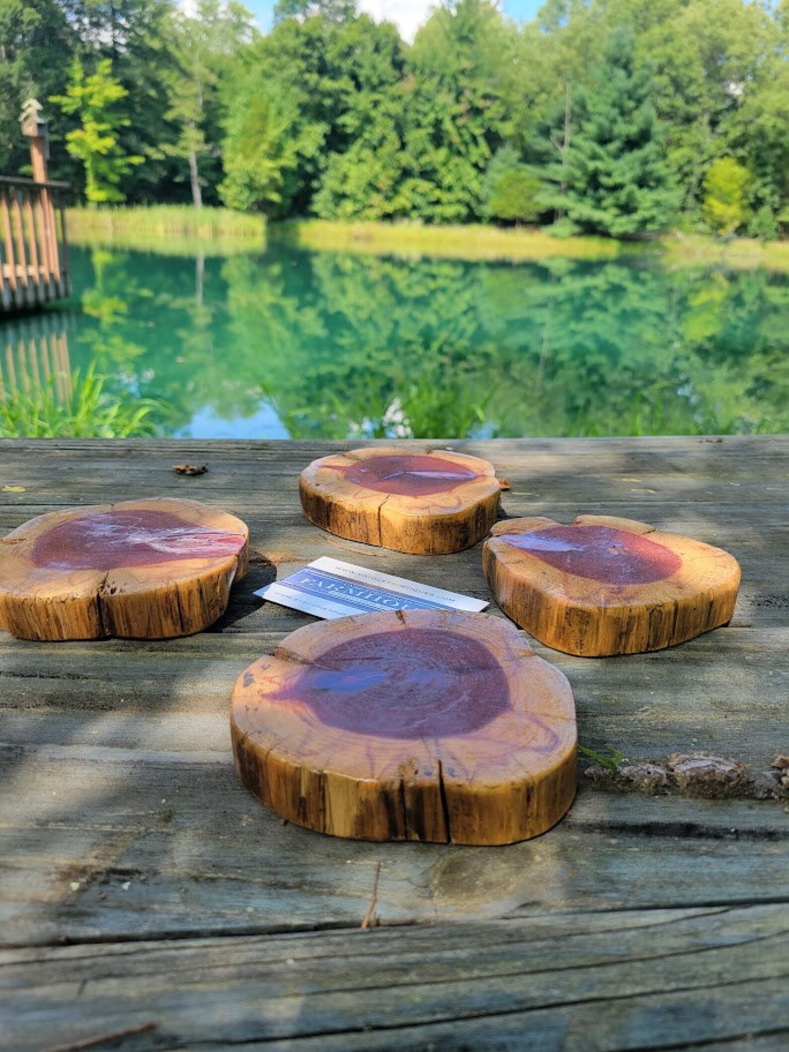 RED CEDAR Set of Four Beautiful Natural Wood COASTERS From Unique ...