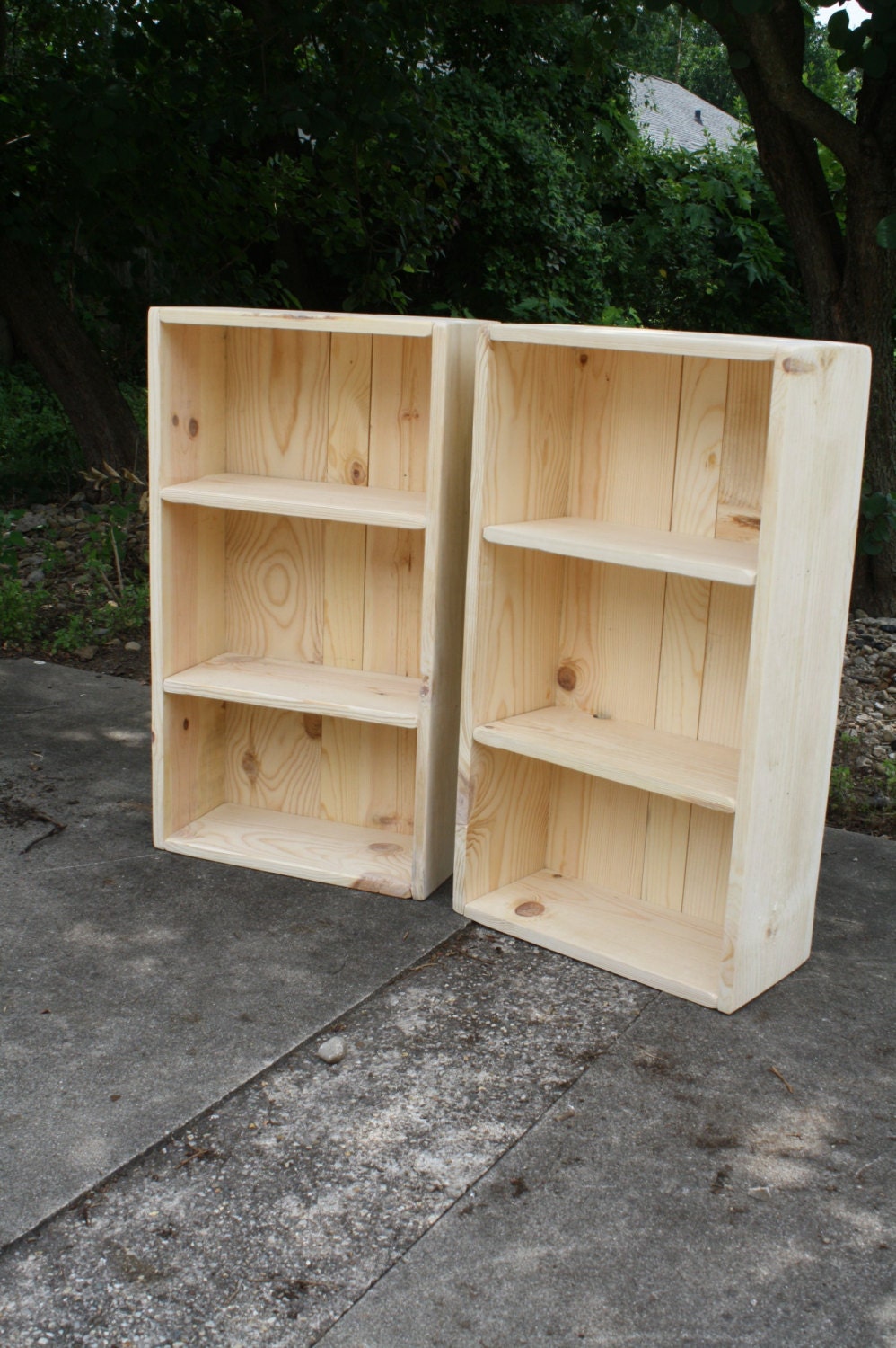 Rustic Natural Wood Book Shelf Bookcase LOT OF TWO Bathroom | Etsy