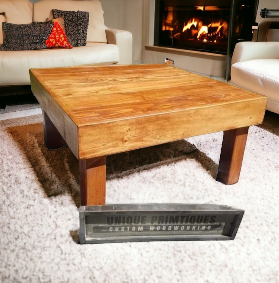 FARMHOUSE COFFEE TABLE Solid Rustic Wood Custom Sizes Colors by Unique ...