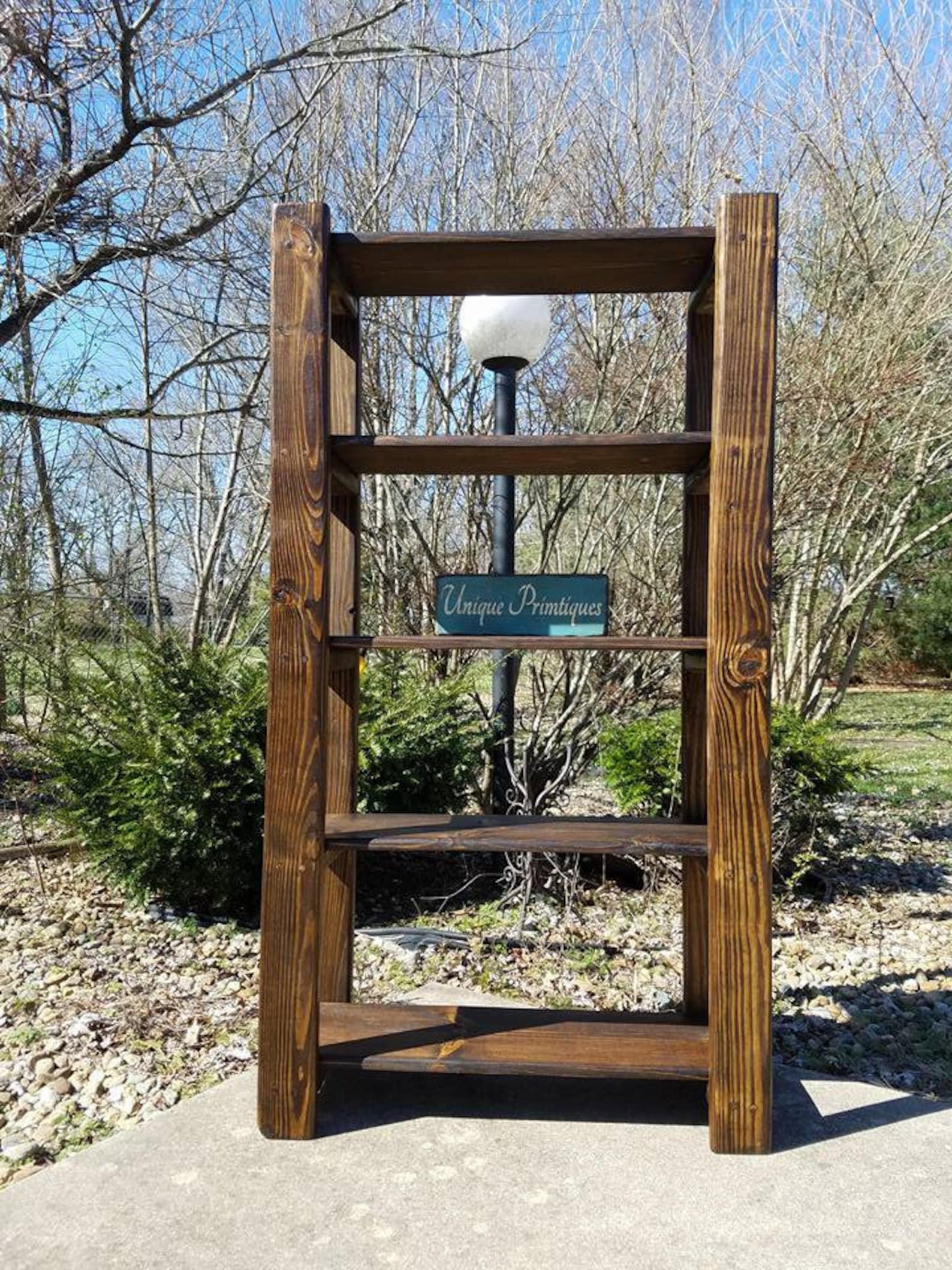 RUSTIC BOOKCASE TALL Reclaimed Wood Display Ladder End | Etsy