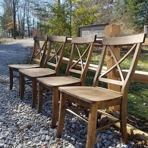 RUSTIC CHAIRS FOUR Beautiful Rustic Wood Malaysian Oak Solid Wood X ...