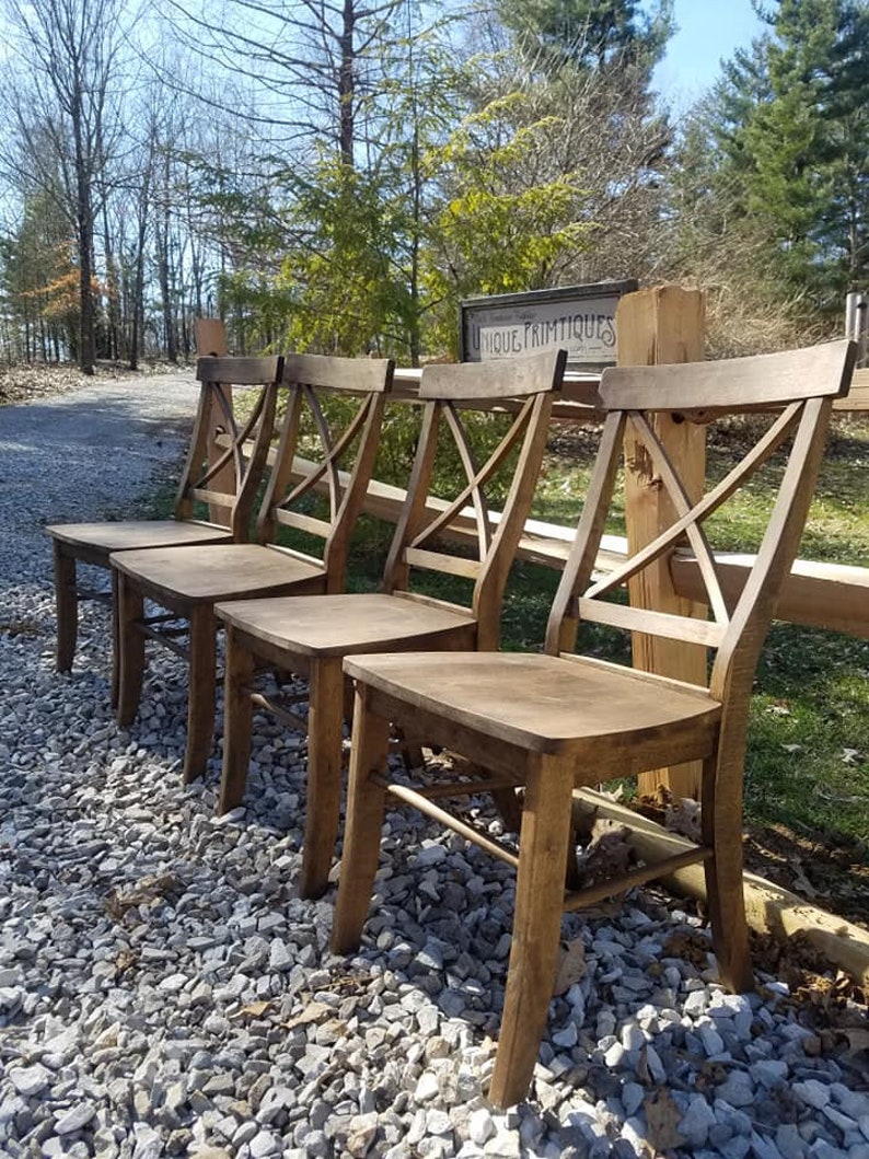 RUSTIC CHAIRS TWO Beautiful Rustic Wood Malaysian Oak Solid Wood X-back ...