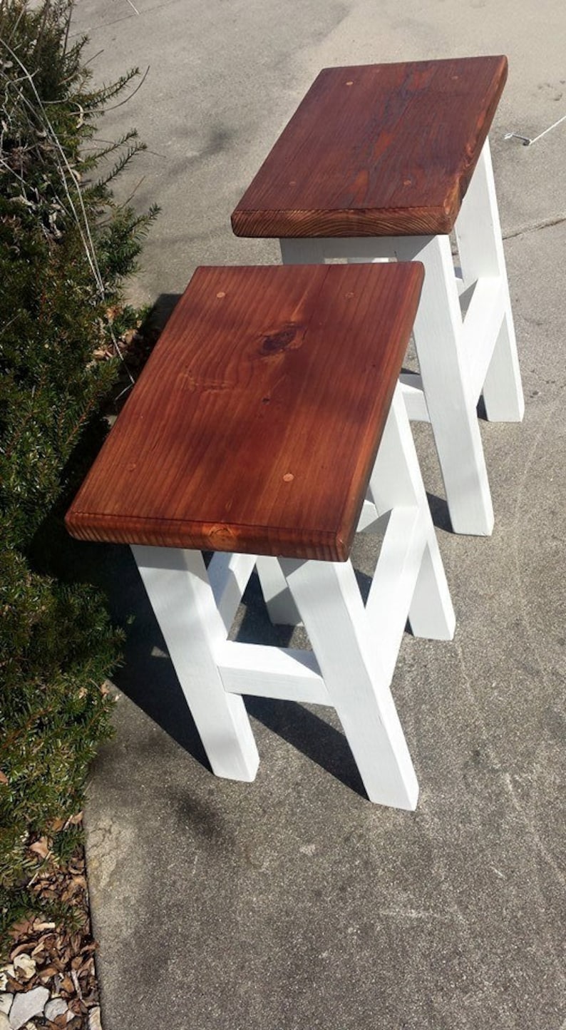 RUSTIC FARMHOUSE BAR Stool Farm House Kitchen Dining Bench Reclaimed ...