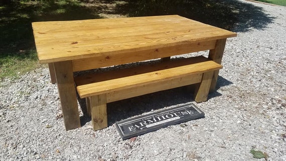 FARMHOUSE TABLE & Bench SET Rustic Farm House Table Primitive - Etsy