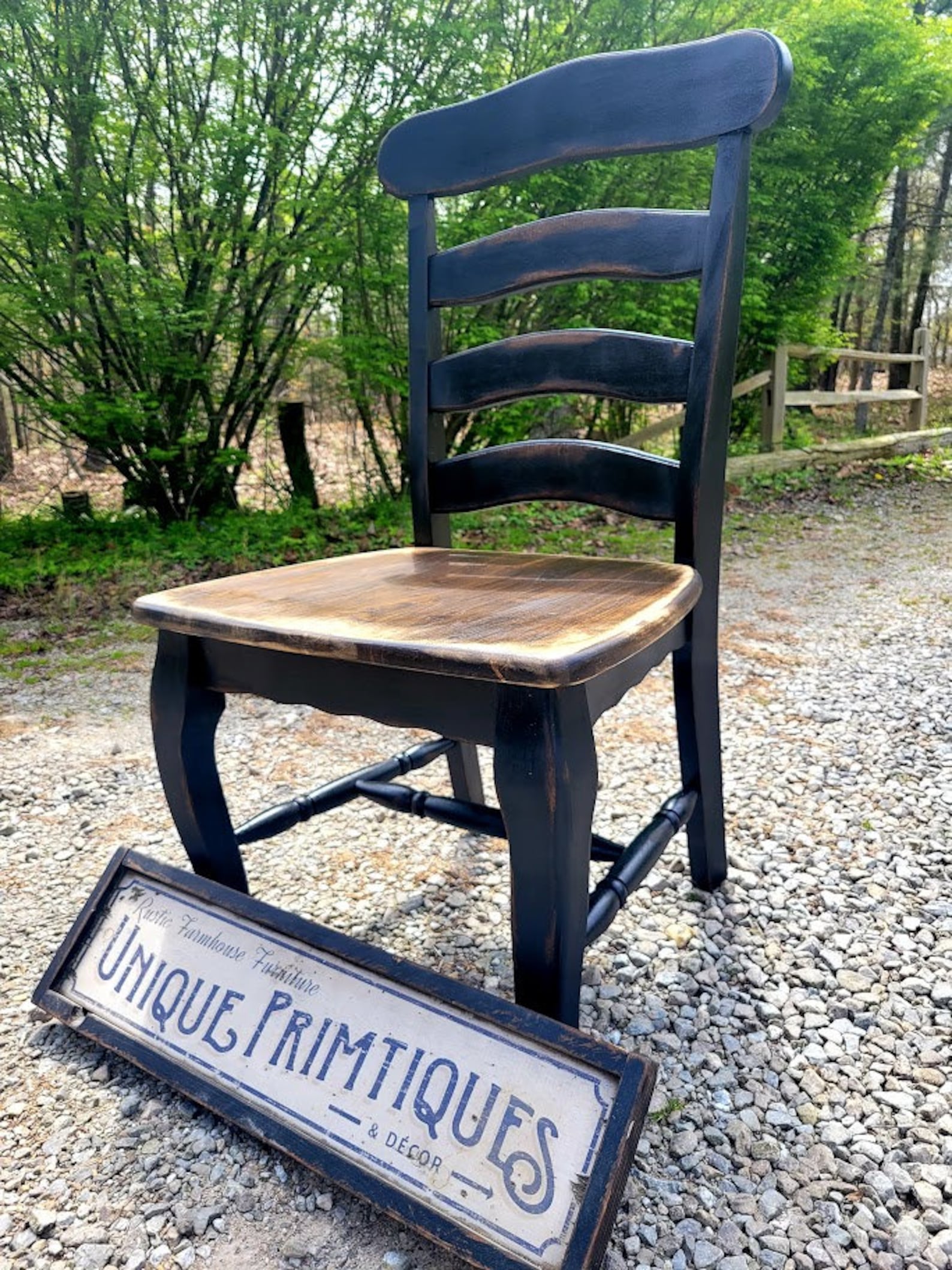 Farmhouse Kitchen Chairs Bench Rustic Ladder Back Malaysian Oak Solid ...