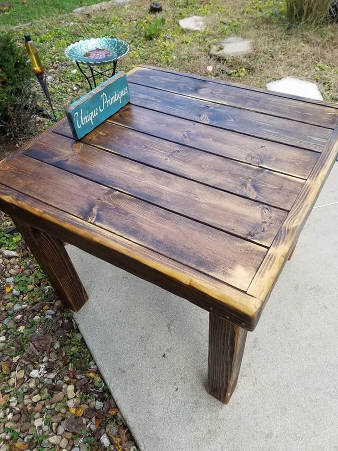 Rustic Square Reclaimed Wood Table Distressed Dark Walnut Stain by ...