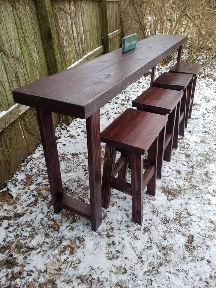 FARMHOUSE BAR STOOLS Two Rustic Kitchen Black Cherry Reclaimed | Etsy