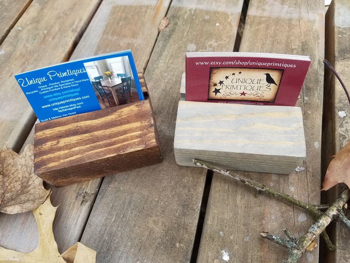 Rustic Business Card Holder Desk Top Display Restaurant Show Event ...