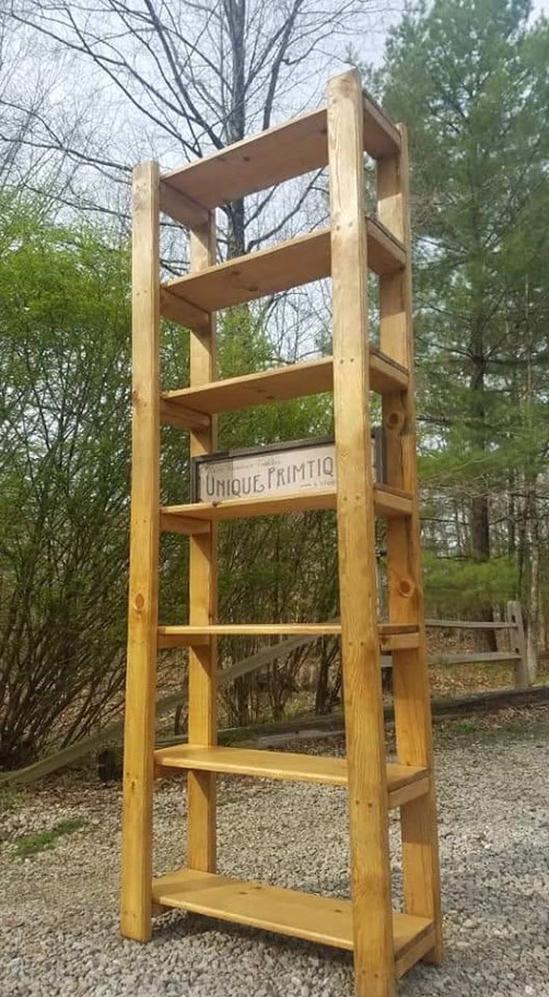 RUSTIC BOOKCASE TALL Reclaimed Wood Display Ladder End Bookshelf ...