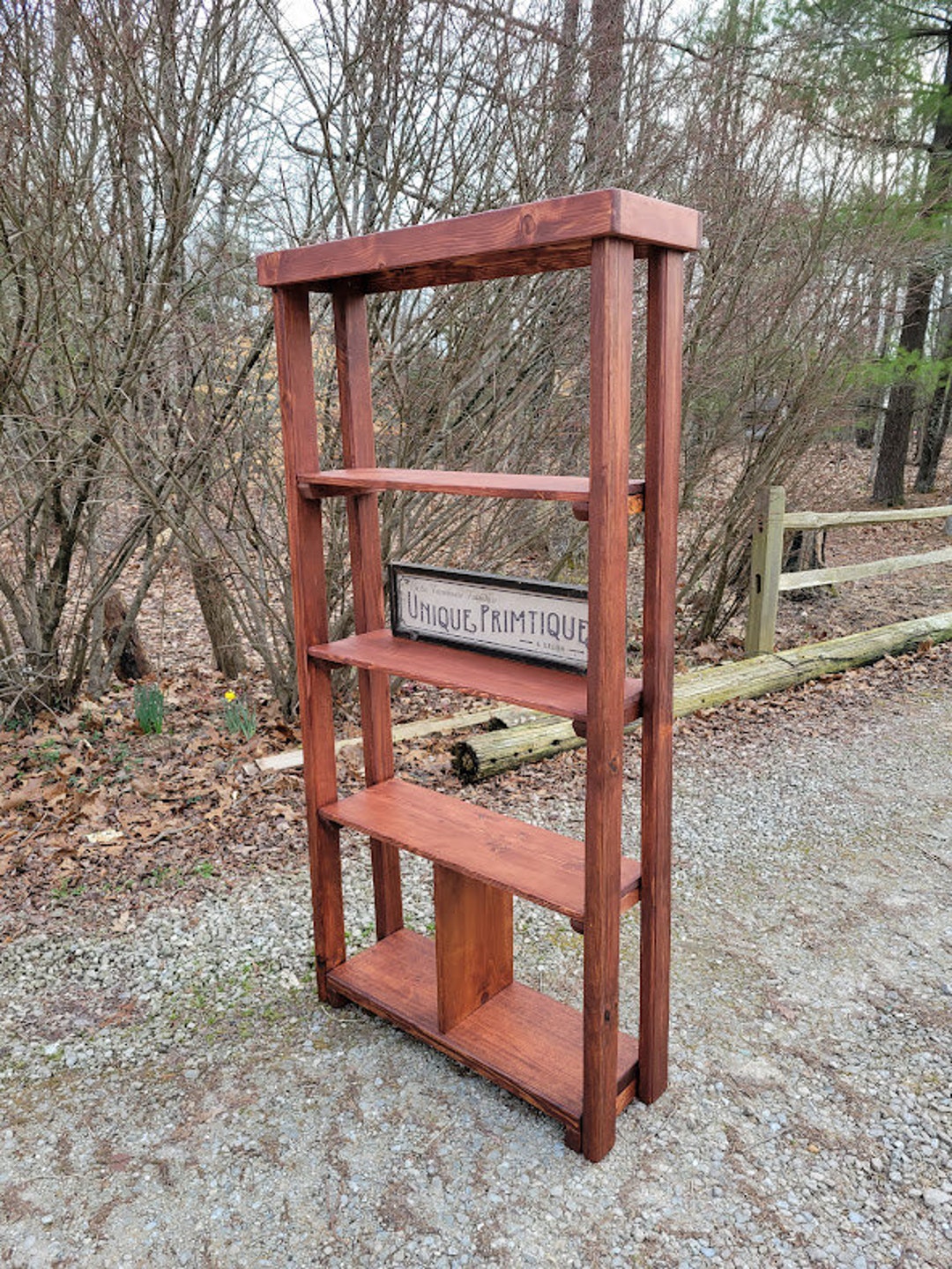 TALL BOOKCASE Open Back Entertainment Center Solid Wood TV Book Shelf ...