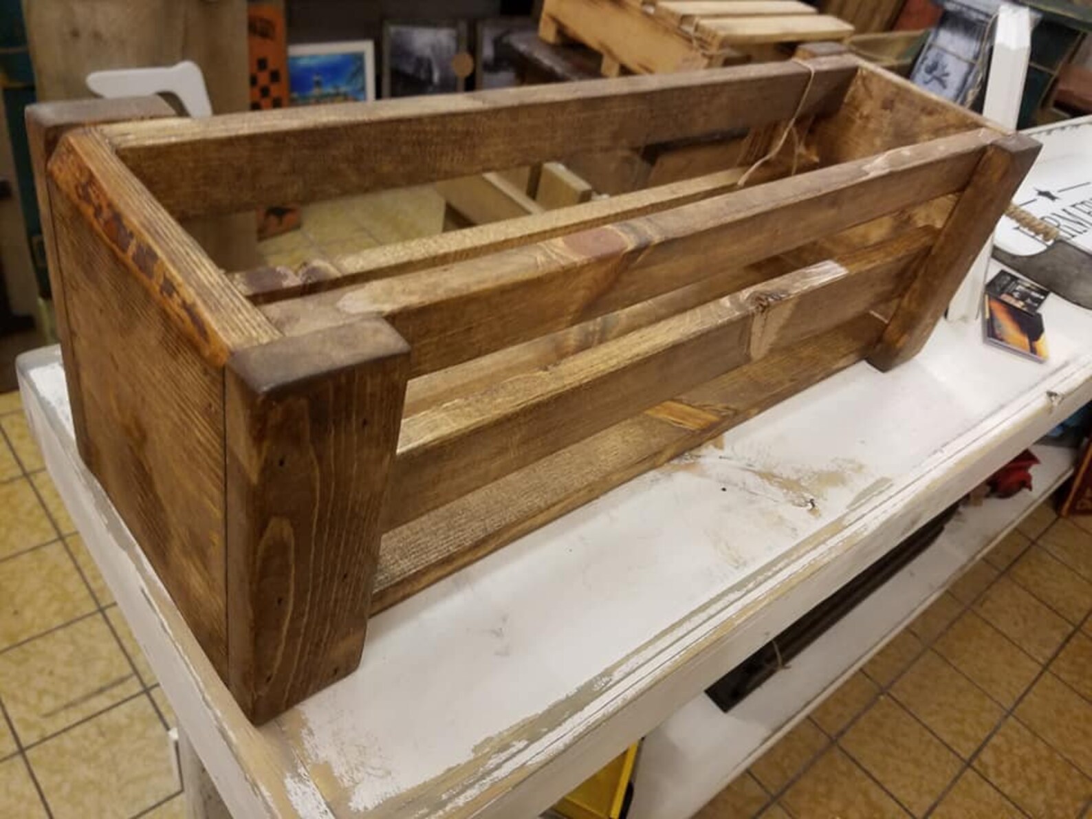 Rustic Wood CRATE Medium Oak Hand Made Bathroom Kitchen Living Room ...