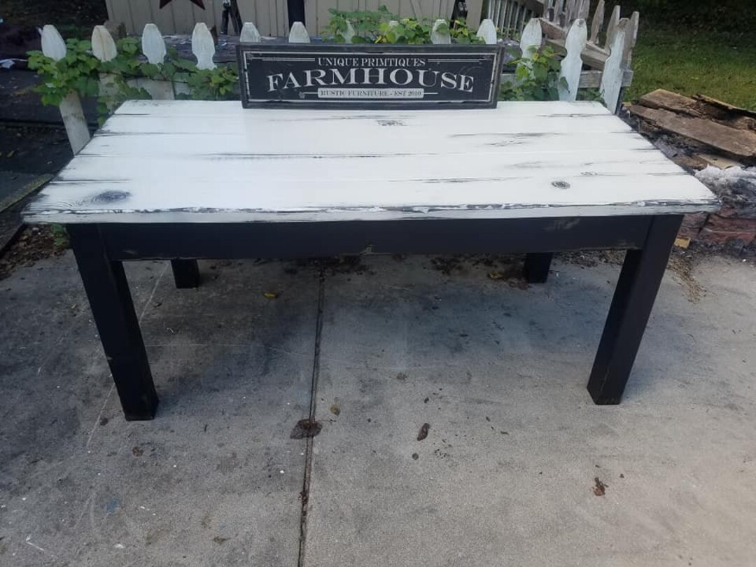 RUSTIC FARMHOUSE TABLE Farm House Distressed Black Foxtrot Painted ...