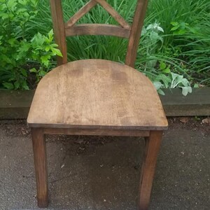 TWO Beautiful Rustic Wood Malaysian Oak CHAIRS Solid Wood X-back Style ...