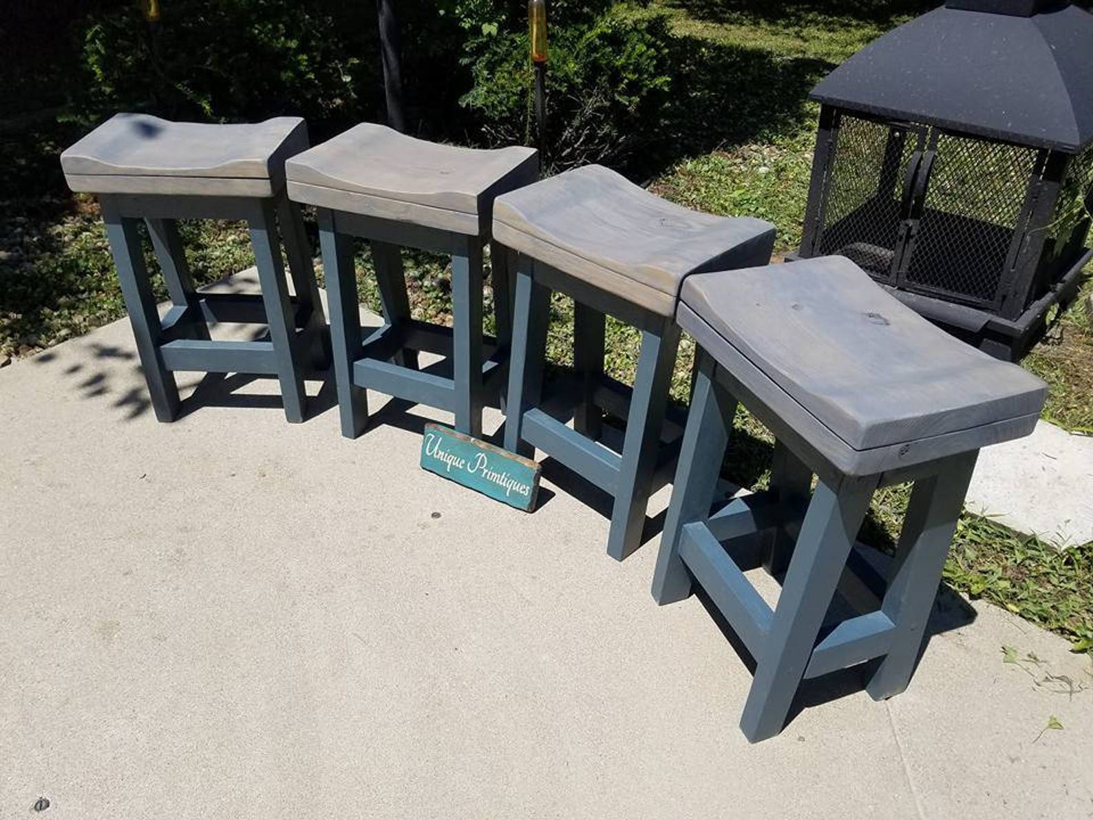 Rustic Wood BAR STOOL Set of TWO Stools Contour Seats - Etsy