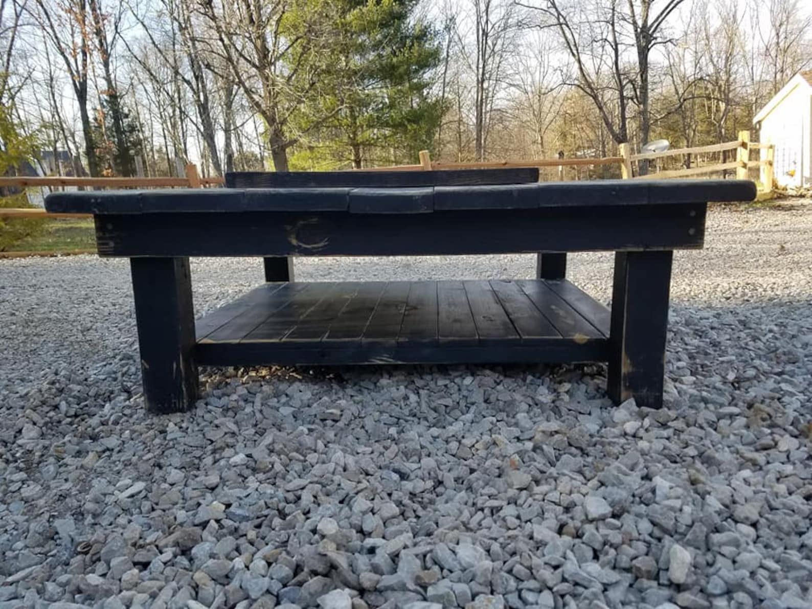 RUSTIC FARMHOUSE COFFEE Table Ext Large Square Shelf Farm House Living ...