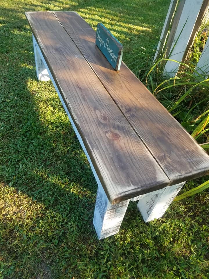 RUSTIC Wood Farmhouse BENCH Primitive Farm House Distressed | Etsy