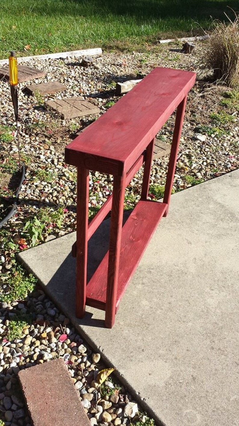 Rustic Cabernet Stained TALL Red SOFA Hall Console Entry Accent Table ...