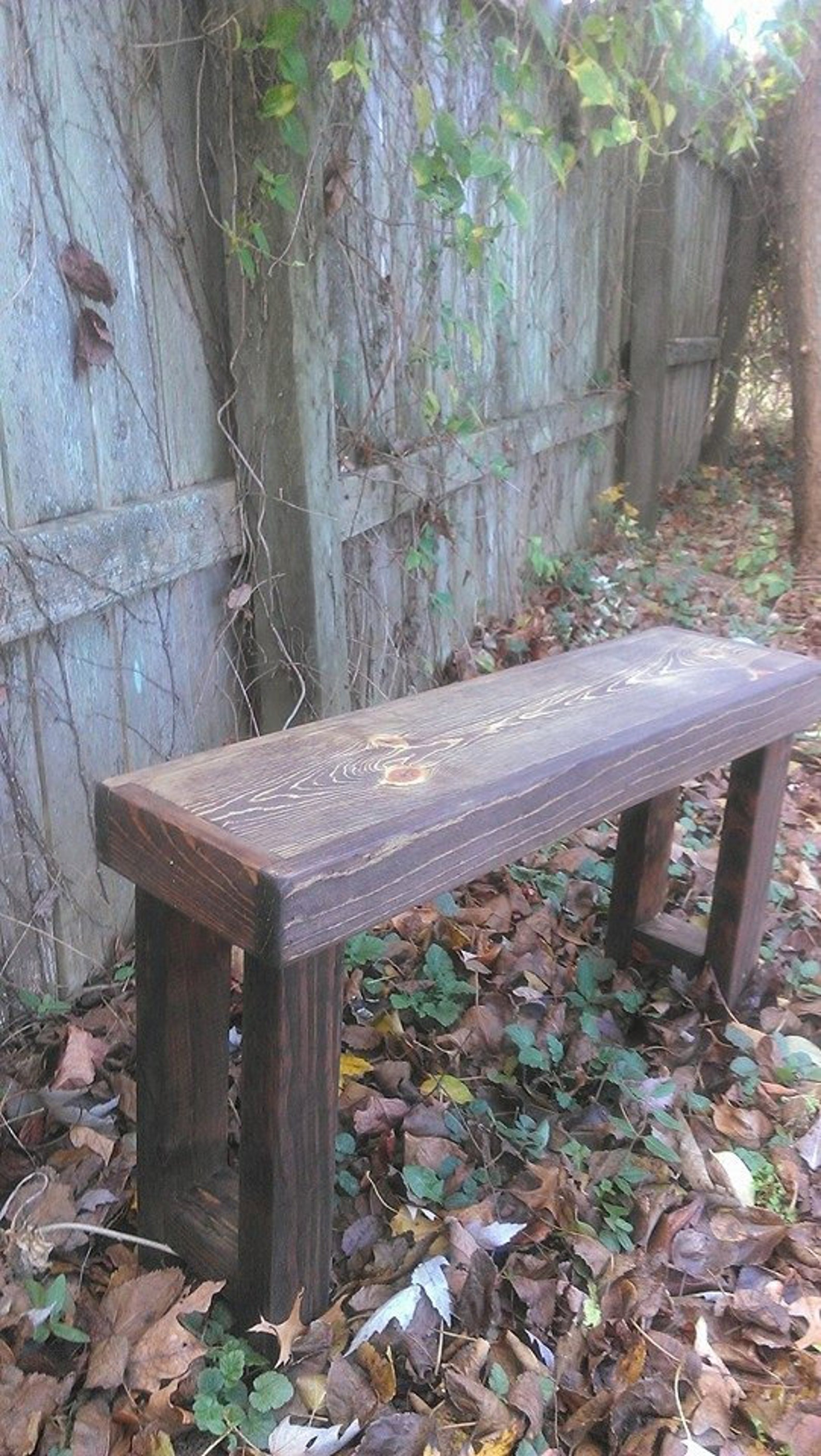 RUSTIC WOOD BENCH Indoor Outdoor Dark Walnut Light Weight - Etsy