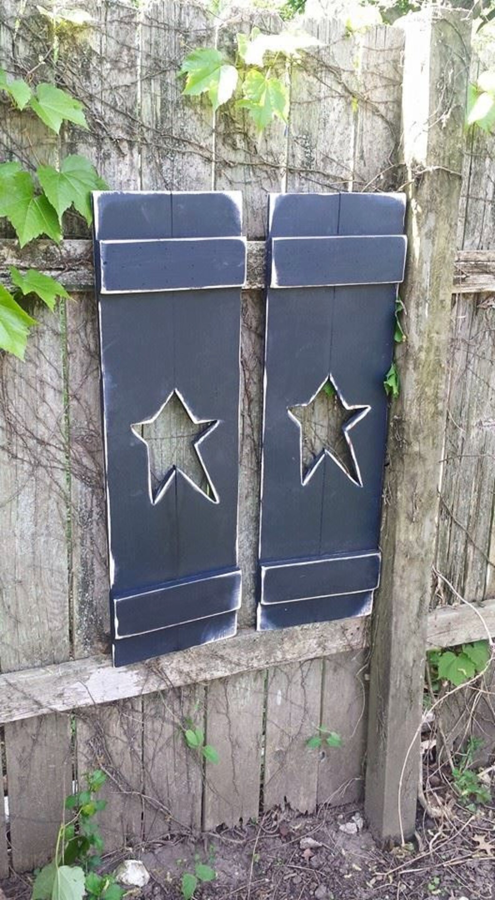 RUSTIC WOOD SHUTTER Star Cutout Primitive Distressed Kettle | Etsy