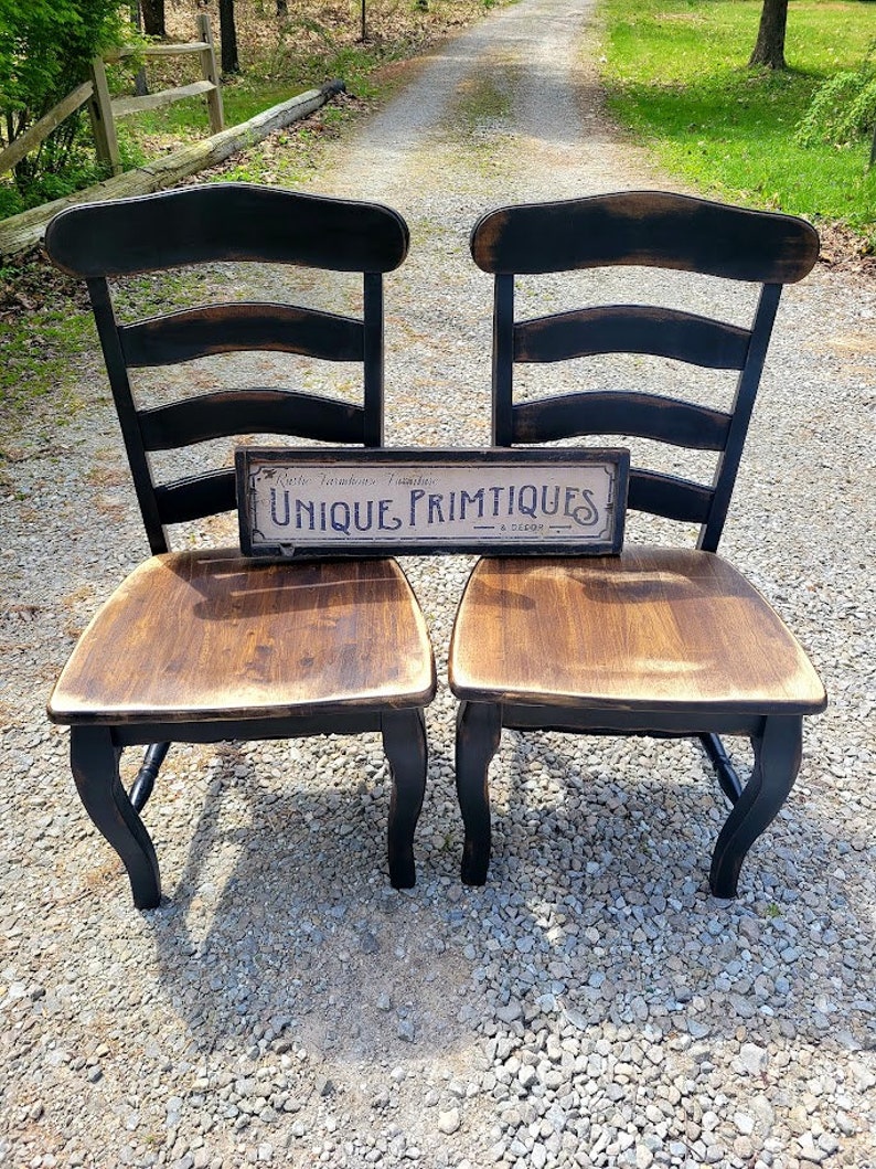 Farmhouse Kitchen Chairs Bench Rustic Ladder Back Malaysian Oak Solid ...